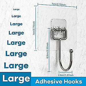 UYCCIMB 10 Pieces Large Wall Hooks for Hanging Heavy Duty 22lb(Max),Coat and Towel Adhesive Hooks,Wall Hangers Waterproof and Oilproof for Bathroom,Kitchen and Home Sticky Hooks (Transparent)