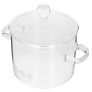 DOITOOL Glass Noodle Bowl Soup Bowl with Lid Handle Ramen Pot Hot Shin Ramyun Pot Mixing Bowl Salad Bowl for Noodles Soup Cereals Fruits 1350ml