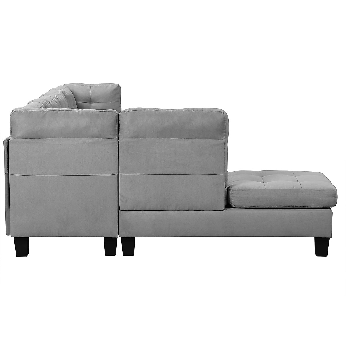 Casa Andrea Milano 3 Piece Modern Tufted Micro Suede L Shaped Sectional Sofa Couch with Reversible Chaise & Ottoman, Large