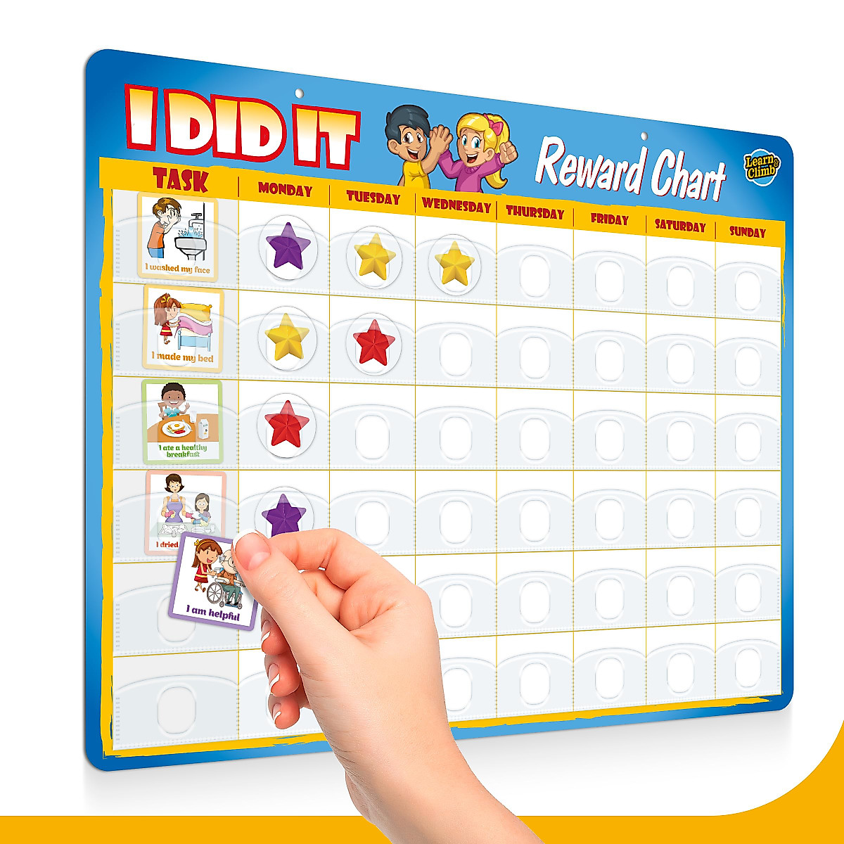 Kids Behavior Reward Chart - 63 Chores as Potty Train, & More. “Thick Magnetic” Responsibility Chart Board/Tasks-for Multiple Kids