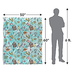 Harry Potter Blanket, 50"x60", Water Color Pattern Silky Touch Sherpa Back Super Soft Throw Blanket