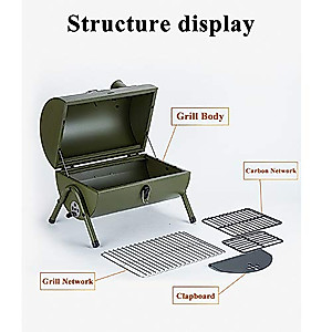 Charcoal Grill Barbecue Portable BBQ - Portable Wood Pellet Grill with Thermometer Tabletop Outdoor Smoker BBQ for Picnic Garden Terrace Camping Travel 16.53''x11.41''x14.56''