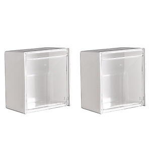 gifthub 2Pcs Plastic White Cotton Pads Holder Dispenser,No Drilling Cotton Ball Organizer Wall Mounted,Practical Multipurpose Cotton Ball Storage Box for Bathroom Kitchen