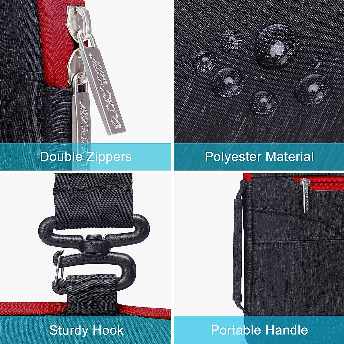 MOSISO Laptop Shoulder Bag Compatible with MacBook Air/Pro, 13-13.3 inch Notebook, Compatible with MacBook Pro 14 inch M3 M2 M1 2023-2021,Polyester Briefcase Sleeve with Front Arc Pocket, Red