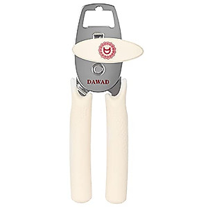 DAWAD Can Opener Manual Stainless Steel Safety Can Opener Good Grips Smooth Edge Easy Use 7.87 Inch Cream White