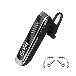 HZDJS Bleutooth earpiece Bluetooth earpiece for Cell Phone Bluetooth Headset with Ear Hook Digital Display Style Bluetooth v5.2 for Business/Office/Dviring/Sporting, Black