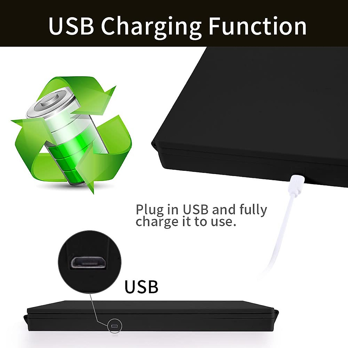 XKWL Rechargeable 3 Way Trifold Mirror with Light, 360° Barber Mirror for Self Hair Cutting, Hair Styling, Shaving, Grooming, Dye Hair and Makeup, Light and Height Adjustable (Black)