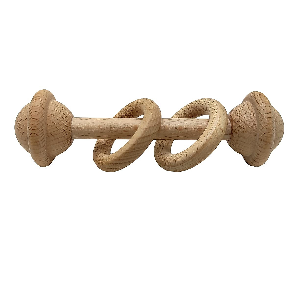 Arakierst 1pcs Beech Wood Ring Rattle Teether Chew Wooden Beads Rattling Teething Gym Montessori Toys Educational Grasp Rattle