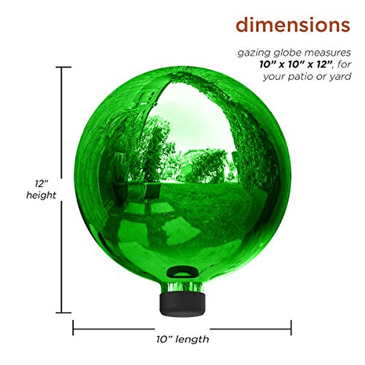 Alpine Corporation GLB292GN Gazing Globe, 10"L x 10"W x 12"H, Green