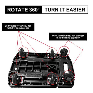 SELORSS Folding Hand Truck, 530 LBS Heavy Duty Luggage Cart, Foldable Dolly Cart for Moving, Utility Dolly Platform Cart with 6 Wheels for Travel House Office Shopping (Black)