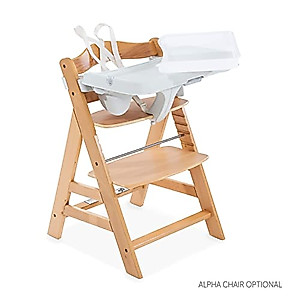 Hauck - Fun for Kids Hauck Alpha Tray + 5-Point Harness, 3 in 1 Table Set for Hauck Wooden Highchair Alpha+, Depth Adjustable Table, Removable Tray, Cup Moulding, Elevated Edge, White