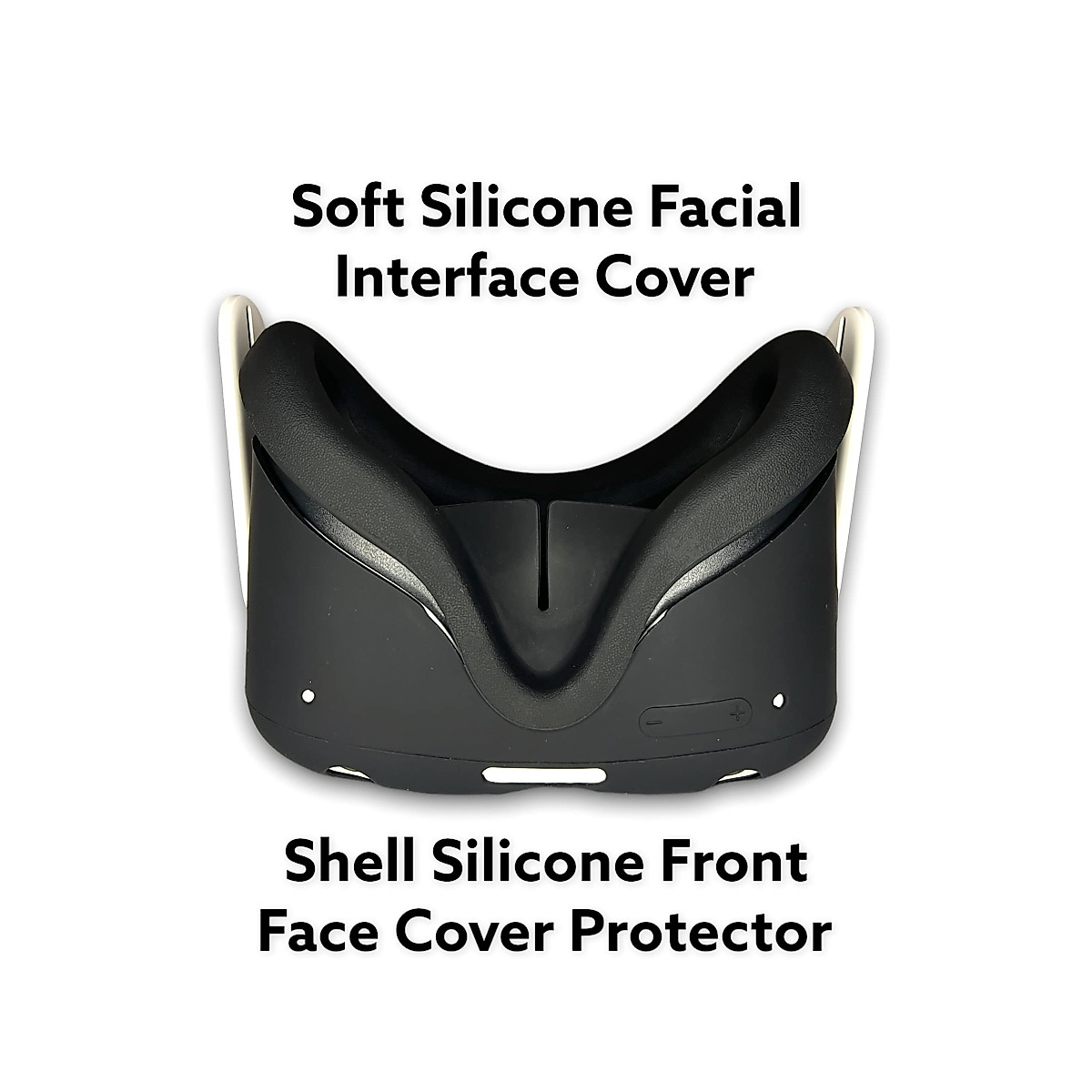 JCOS 4-in-1 Silicone Accessories for Oculus Quest 2 | Shell Front Silicone Face Cover Protector, Skin Grip Cover, Adjustable Knuckle Straps, Soft Silicone Facial Interface Cover (Black), JCOS1