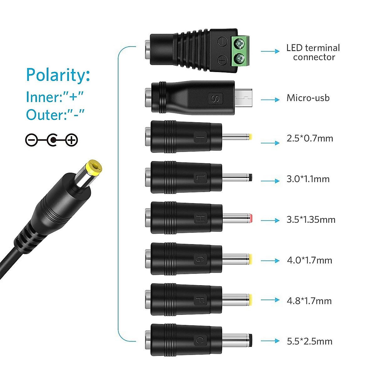 Belker 36W Universal 3V 4.5V 5V 6V 7.5V 9V 12V AC DC Adapter Power Supply for LCD LED Light Strip Router HUB Speaker Smart Phone TV Box 1A 1.5A 2A 2.5A 3A 3000mA Amp Max.
