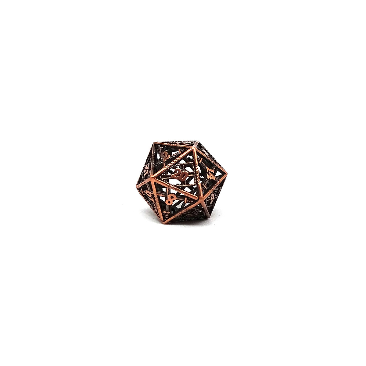 Hollow Dice of Devine Retribution - Metal Polyhedral Dice with Swords and Shields Design (Gun Metal D20)