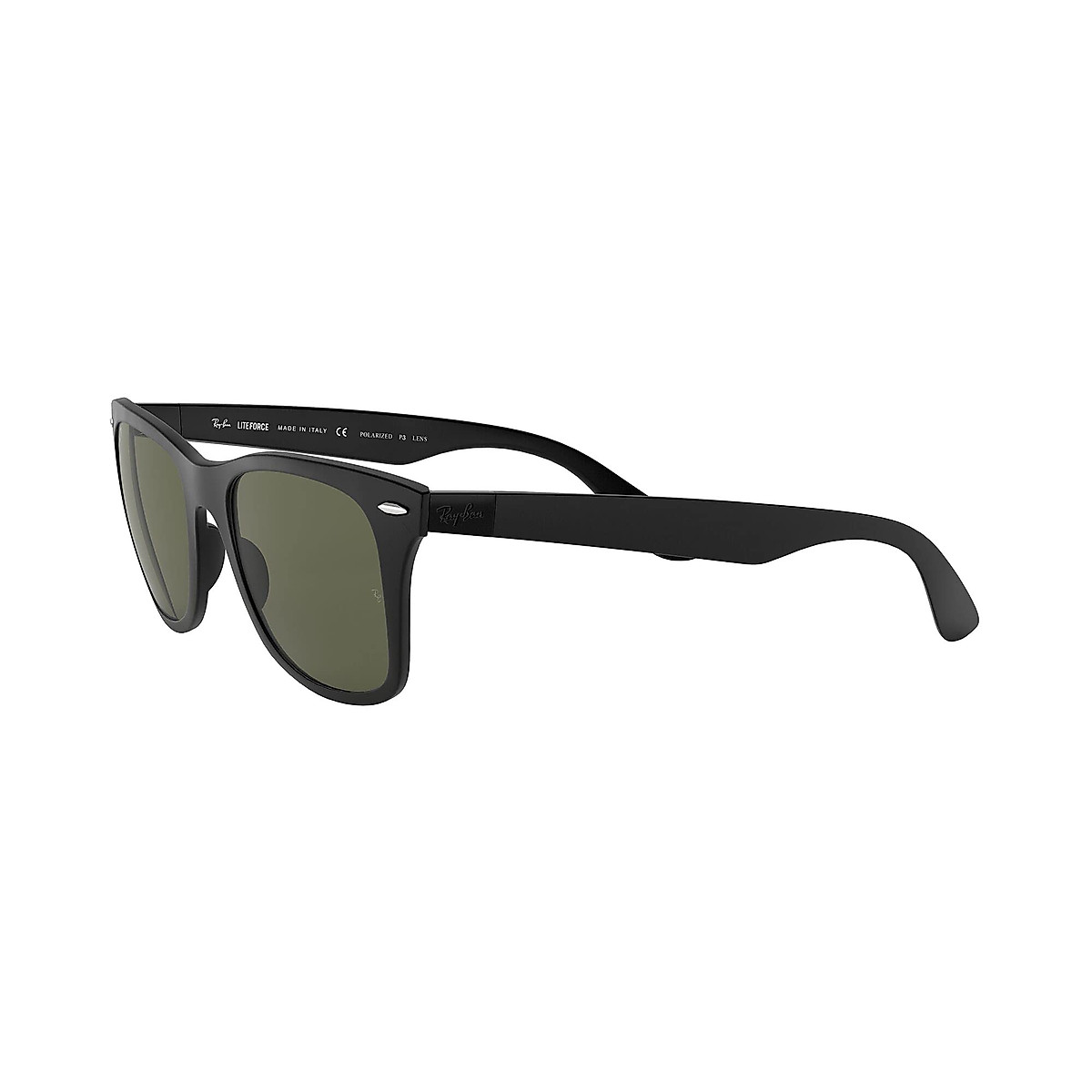 Ray-Ban RB4195 Wayfarer Liteforce Square Sunglasses, Matte Black/Polarized Green, 52 mm