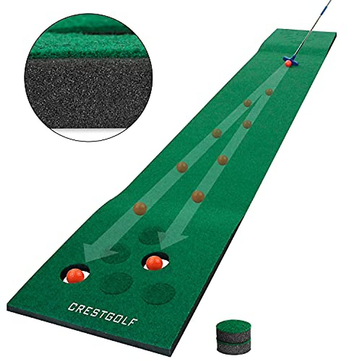 Golf Pong Mat Game Set Green Mat,Golf Putting Mat with 2 Putters, 6 Golf Balls,12 Golf Hole Covers for Indoor&Outdoor Short Game Office Party Backyard Use
