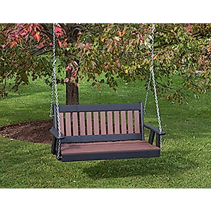 Ecommersify Inc 4FT-Cedar-Poly Lumber Mission Porch Swing Heavy Duty Everlasting PolyTuf HDPE - Made in USA - Amish Crafted