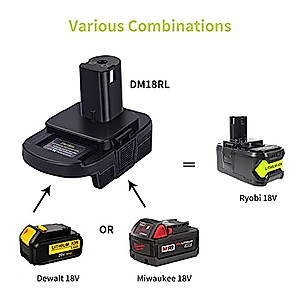 Battery Adapter with USB Port for Dewalt to Ryobi Battery, for Dewalt for Milwaukee Battery Convert to Ryobi 18V Lithium-ion Battery DM18RL