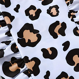 MODNTOGA Toddler Baby Girls Swimsuit Backless Ruffle One-Piece Swimwear Bathing Suit Tankini (Leopard, 110(3-4T))