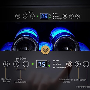 BODEGA Wine Fridge 15 Inch, Wine cooler for Built-In or Freestanding,31 bottles Wine Refrigerator,small Wine Cooler For Home Bedroom Bar, Mini fridge Under Counter With Glass Door, WiFi control.