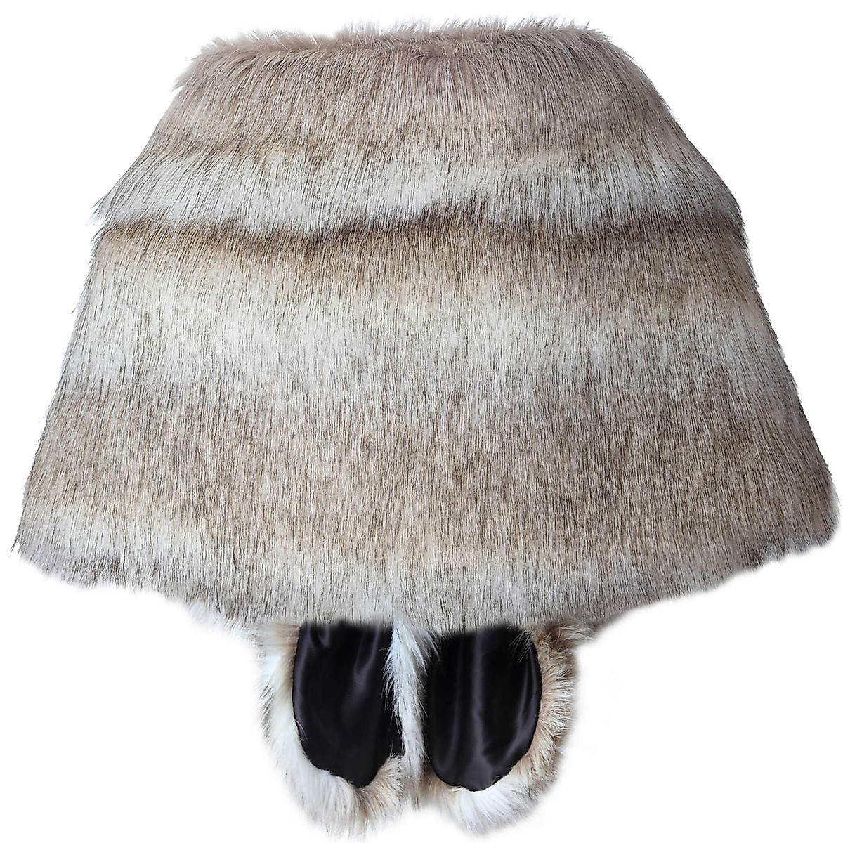 Caracilia Faux Fur Shawl Wrap Stole Shrug Winter Bridal Wedding Wrap FoxFur L CA95, Fox White / Brown