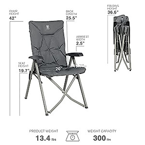 EVER ADVANCED Adjustable Folding Reclining Patio Chair Thick Padding Outdoor Indoor Garden Balcony Lawn Recliner for Adults 300 lbs