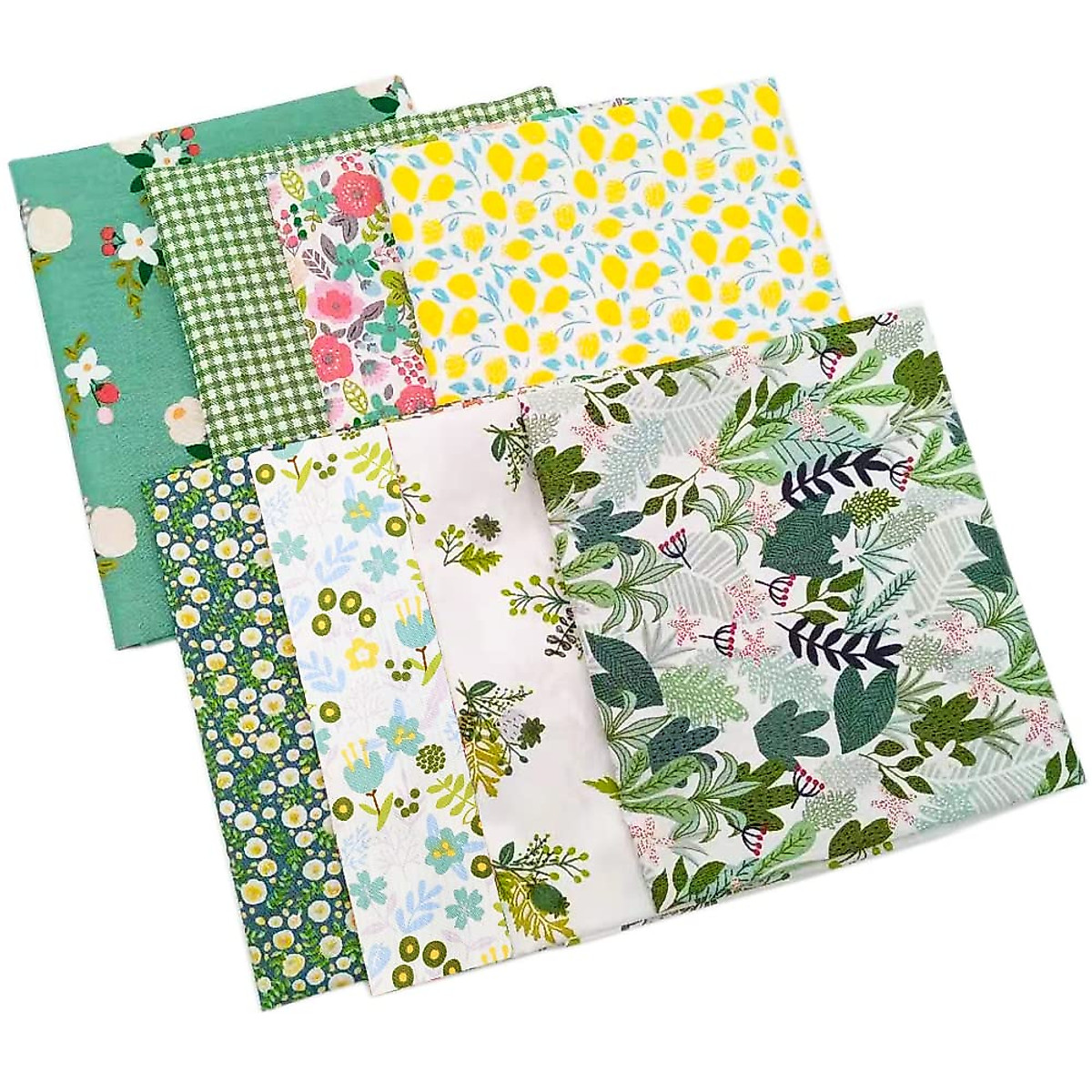 Qimicody Fat Quarters Fabric Bundles, 8 Pcs 100% Cotton 20” x 20” (50cmx50cm) Precut Quilting Fabric Squares Sheets for DIY Patchwork Sewing Quilting Crafting, No Repeat Design (Floral Pattern A)