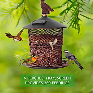 Squirrel Proof Bird Feeders for Outdoors Hanging,Metal Bird Feeder,7.5 Lbs Large Outside Wild Bird Feeder,Solar Mesh Tube Birdfeeder,Birdfeeders for Finch,Cardinal,Blue Jay