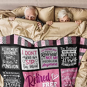 kituzol Happy Retirement Gifts Blanket 50"x60" - Retirement Gifts for Women 2023 - Best Retirement Gifts - Coworker Leaving Gifts for Women - Goodbye Gift Blanket - Farewell Gifts for Coworker Boss