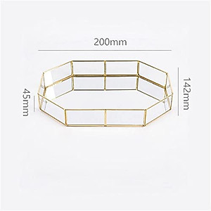 VEMMIO Breakfast Tray Gold Glass Storage Trays Makeup Organizer Sundries Serving Tray Dessert Plate Metal Decorative Tray Home Kitchen Decor (Size : Black)