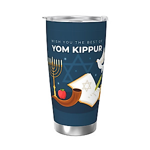 Uniwneds Yom Kippur Jewish Holiday Coffee Cup 20oz Stainless Steel Tumbler With Lid Double Wall Vacuum Insulated Travel Car Mug Water Bottles For Home Office