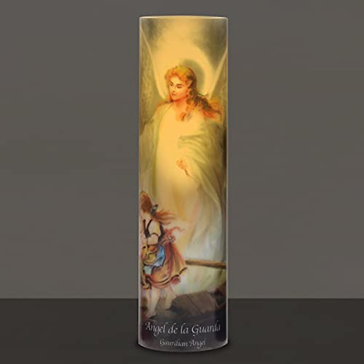 Stonebriar The Saints Collection Guardian Angel Flickering LED Prayer Candle with Automatic Timer, Religious Gift Ideas for Mom, Dad, Sister, Brother, and Friends 8 Inches