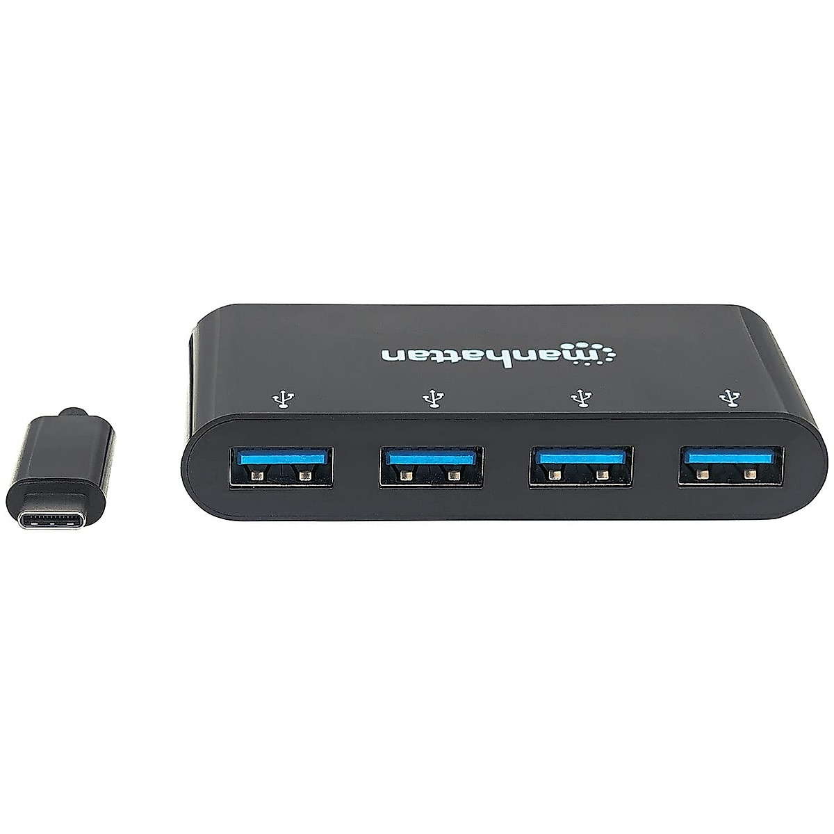 Manhattan 4-Port USB 3.0 Hub – with 5 Gbps Data Transfer, 1A Mobile Device Charging, 8 inch Cable – Compatible with PC, MacBook, Mac Pro, Mac mini, iMac, Surface Pro, Flash Drive - 162746