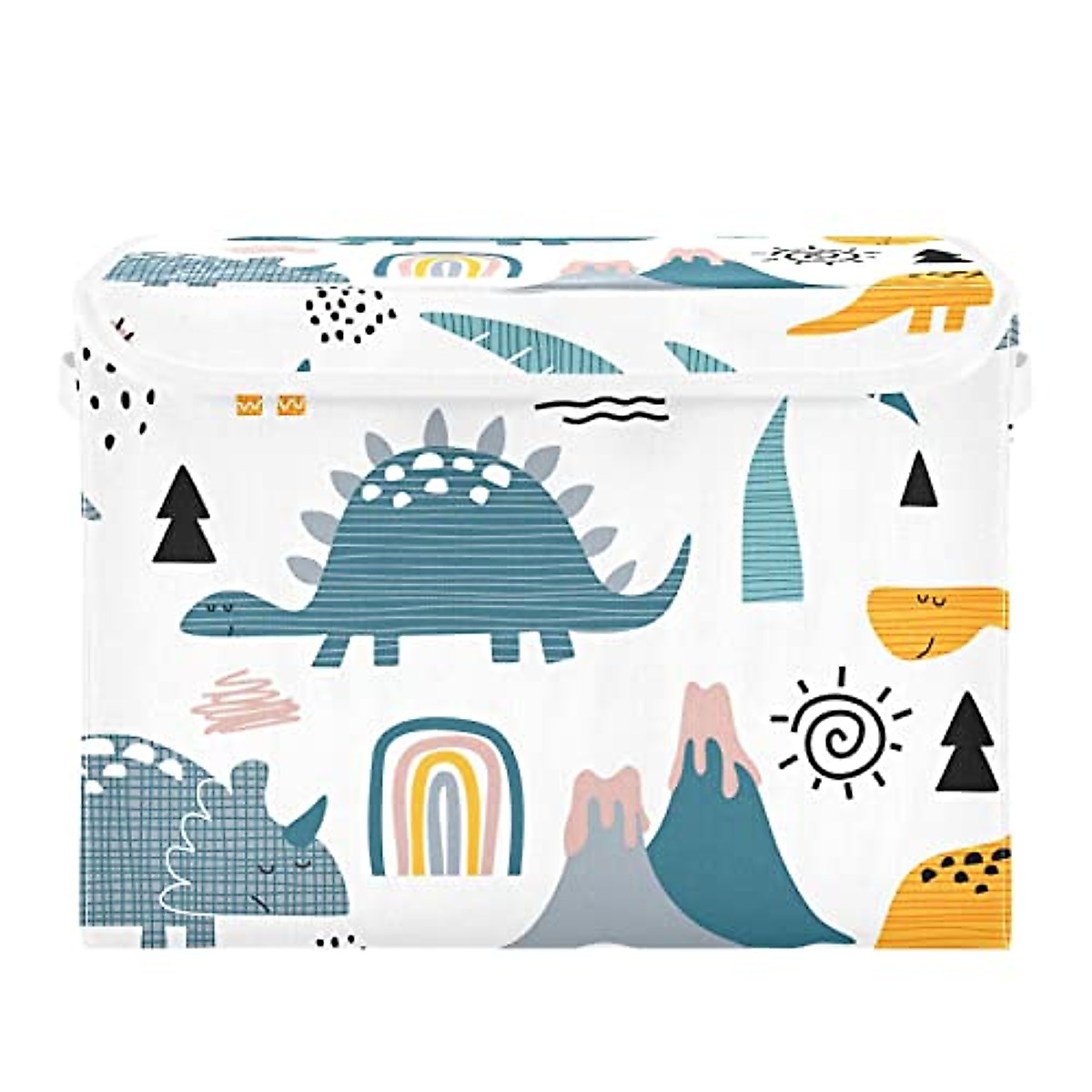 SUABO Dinosaur Cartoon Funny Dinosaur Storage Bin with Lid Large Oxford Cloth Storage Boxes Foldable Home Cube Baskets Closet Organizers for Nursery Bedroom Office