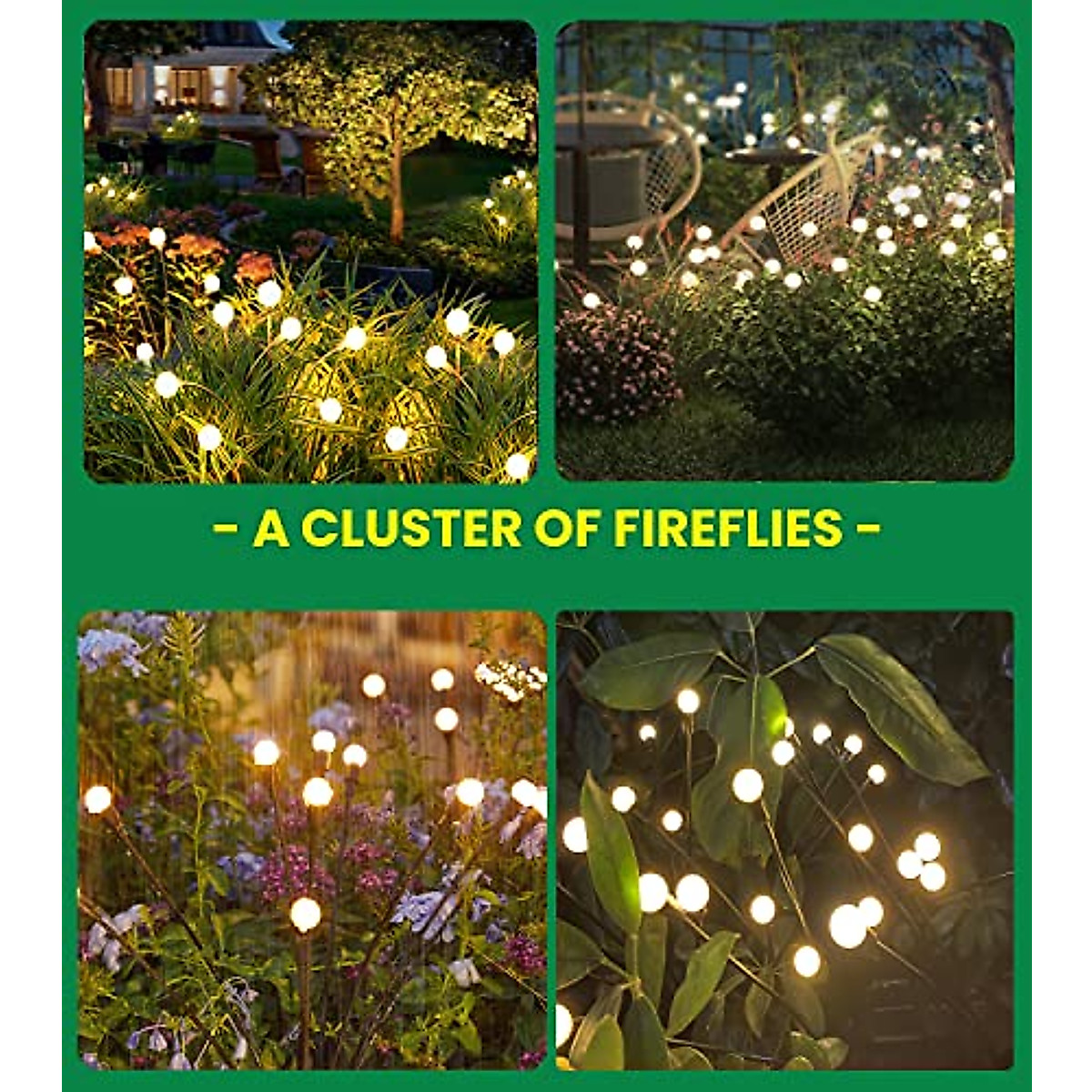 FOCUSKY Garden Firefly Lights Solar ,2 Pack 6 LEDs Solar Powered Swaying Outdoor Lights Waterproof,Landscape Yard Patio Pathway Garden Decor,Warm White