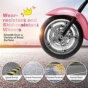 HONEY JOY Pink Kids Motorcycle,6V Battery Powered Toddler Chopper Motorbike Ride On Toy w/Horn & Headlight, Foot Pedal, Music, 3-Wheel Mini Electric Motorcycle for Kids, Gift for Boys Girls(Pink)