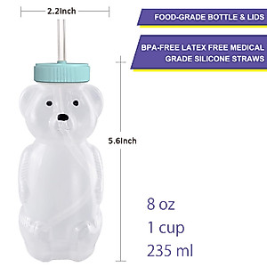 Honey Bear Straw Cups for Babies 1 pack, 8oz straw bear cup with improved safety lid design, honeybear baby cup straw, Leak-Proof & Food-Grade & BPA Free (AQUA)