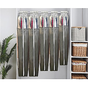 Garment Bags for Hanging Clothes with 6.3" Gusset, 40" Suit Bags for Closet Storage, Clear Moth Proof Suits Covers and Side Zipper Protector for Jacket, Coat, Sweater, Shirts, Clothing, Grey/3 Packs