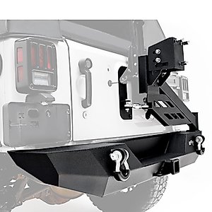 EAG Rear Bumper with Tire Carrier Linkage 2" Hitch Receiver Offroad Fit for 2007-2018 Wrangler JK