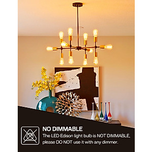 Edison LED Light Bulbs, 6W Equivalent 60W, Warm White 2700K, Non-Dimmable, 600LM, 85+CRI, ST58 Vintage Clear Glass Filament Light Bulbs, E26 Medium Base, Pack of 12