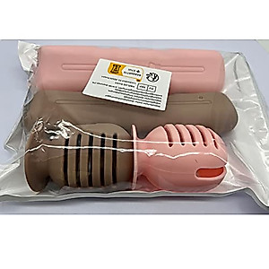 4Pack Makeup Brush Sponge Holder,Silicone Makeup Brush Covers Bag Travel Beauty Blender Holders Suctioned Drying Stand,Magnetic Makeup Brushes Case Organizer for Traveling Cute Portable-Pink,Khaki