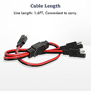 1.6FT 2-Way Splitter SAE Connector Sae Y Splitter Battery Charging Cables 1 to 2 SAE Connector Power Charger Adapter 16AWG for Camp Trailer Solar Panels Battery