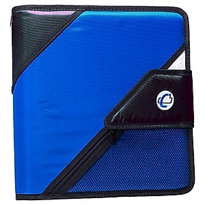 Case-it The Open Tab Velcro Opening Binder - 2 Inch O-Rings - 5 Color Tab Expanding File Folder - Multiple Pockets - 400 Sheet Capacity - Blue S-826-A