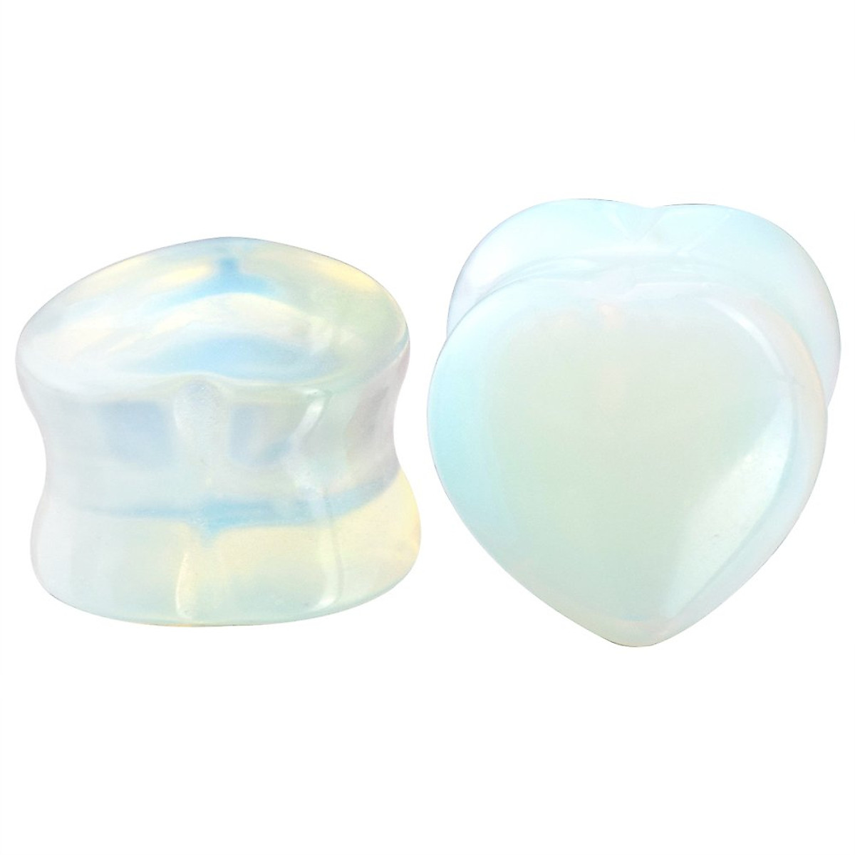 Stuppendux 2Pairs 2Style Heart shaped Stone Double Flared Ear Tunnels Plugs Stretcher Expander Kit Gauge 00g 10mm