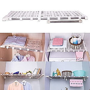 Hershii Tension Shelf Expandable Closet Organizer Adjustable Rod Heavy Duty Hanging Rail Rustproof DIY Storage Rack 4-Bar Extention with Gaskets for Garage Bathroom Kitchen Bedroom Wardrobe
