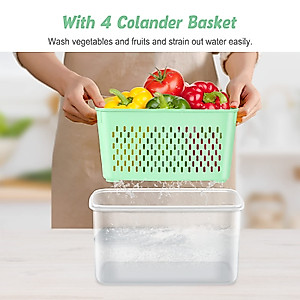ODOMU 8 Pack Fruit Storage Berry Produce Saver Lettuce Keeper Vegetable Container for Fridge with Colander