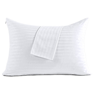 100% Cotton Pillow Protectors with Zipper Queen Size, White Pillow Cases for Home & Hotel, Sateen Soft Cooling Hidden Zippered Pillow Case Protector for Hair & Skin, 20x30 in, 1 Pack