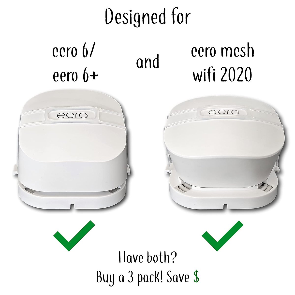 The Eero Genie for eero 6, 6+, and Mesh Wi-Fi: Wall Mount Outlet Holder Stand | Lowest Profile | Open Access | Multiple Install Options | Horizontal Outlets | Design Winner! (1-Pack)