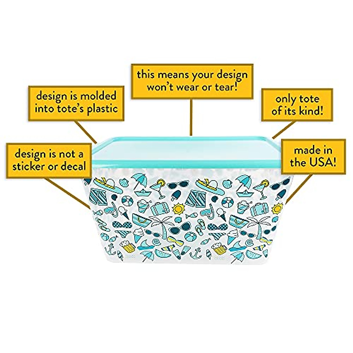 SIMPLYKLEEN 14.5-gal. Reusable Stacking Plastic Storage Containers with Lids, Blue Summer (Pack of 4) Made in the USA