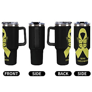 Sarcoma Cancer Awareness 40 Oz Tumbler with Handle And Straw Lid,Insulated Reusable Stainless Steel Travel Glass Mug 40 Ounces